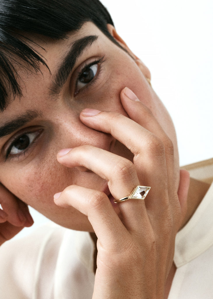 Otiumberg Kite Domino Ring | 14kt Solid Gold Quartz Cocktail Ring