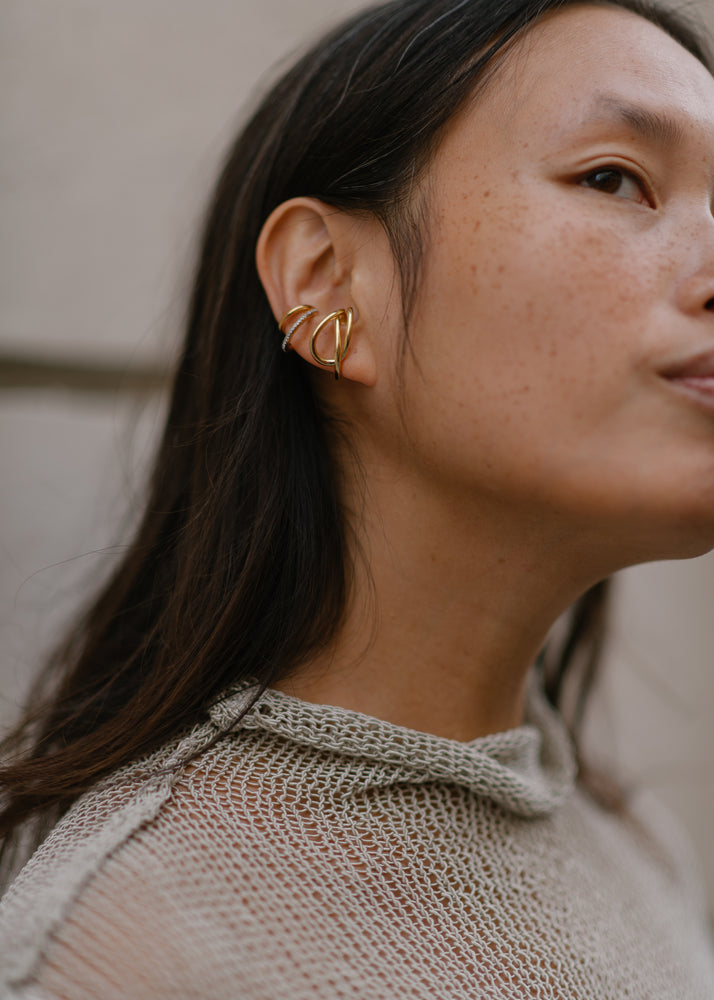 14kt Gold Vermeil Camilla & Marc Pavé Double Ear Cuff | Otiumberg