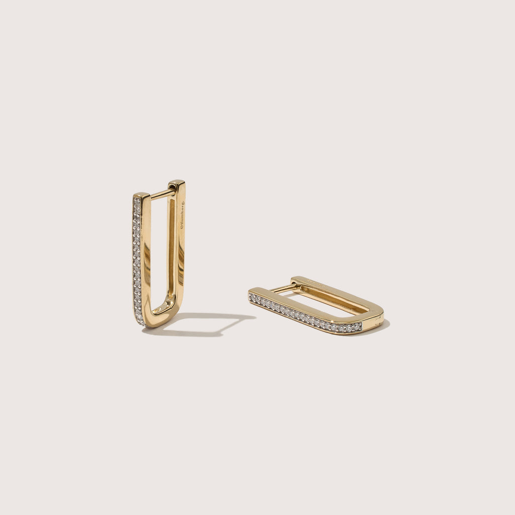 Pavé Edged Rectangle Hoops | Otiumberg