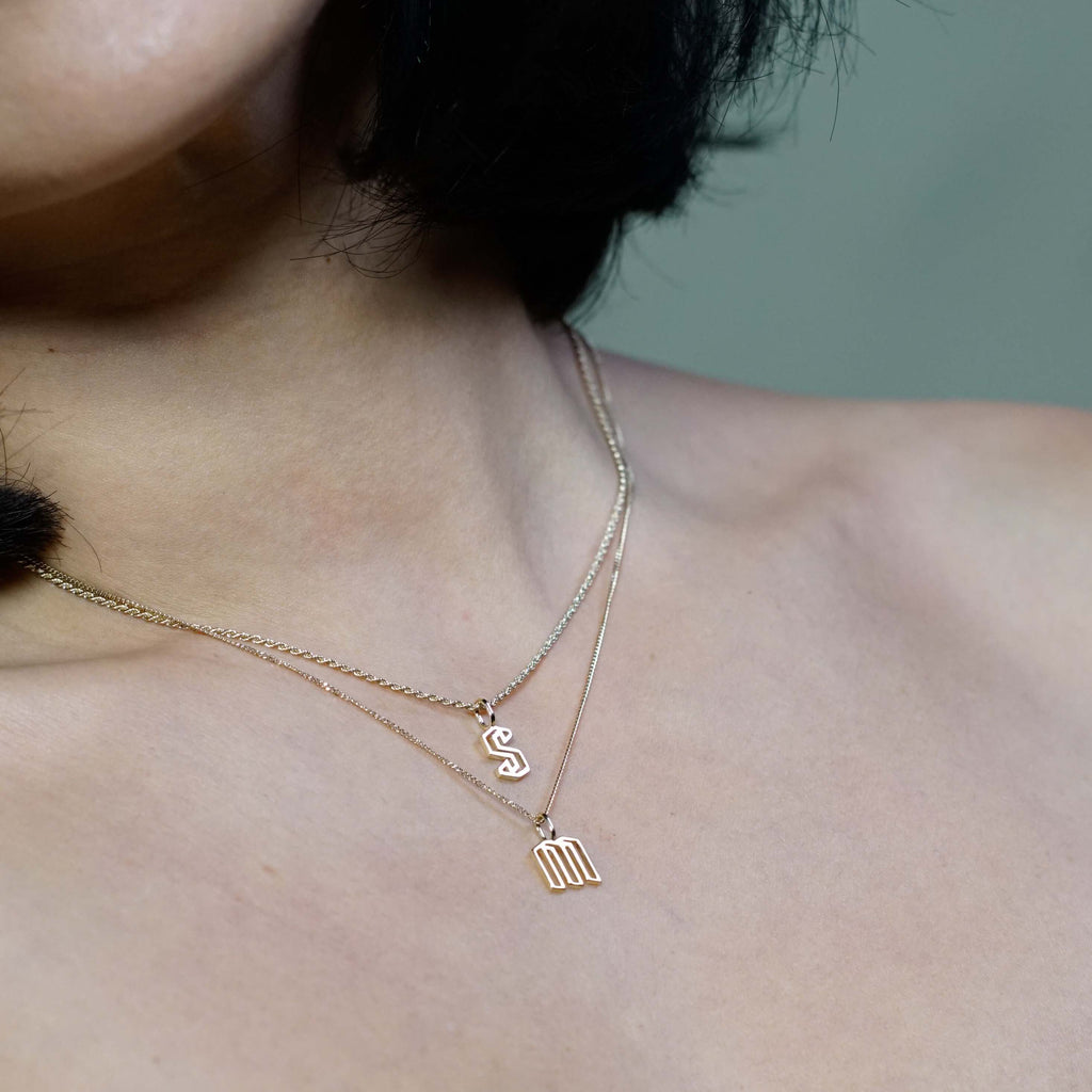 Solid Gold Cut Initial Pendant | Otiumberg Alphabet Jewellery